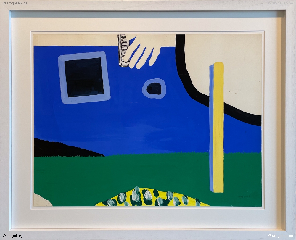 Roger Raveel | Hand in landschap met paal te koop